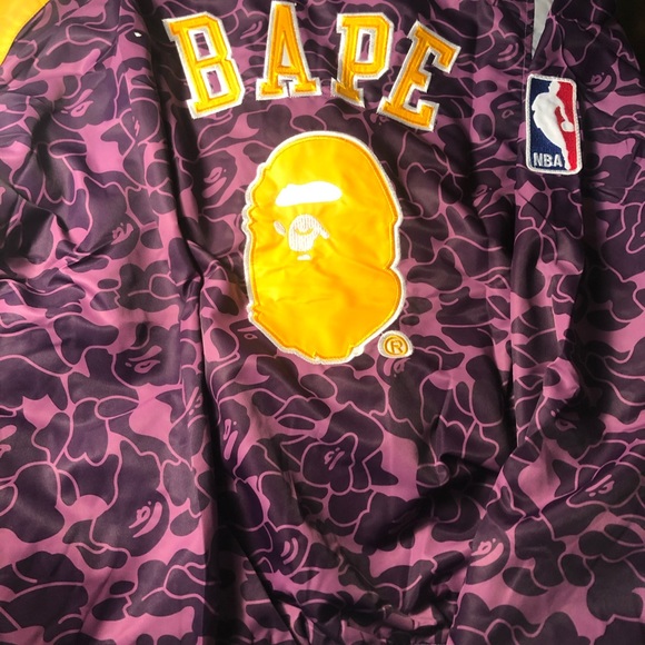 Bape | Jackets & Coats | Bape X Mitchell Ness Lakers Warm Up Jacket ...